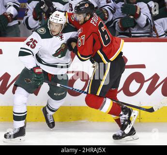 Minnesota Wild's Jonas Brodin, left, of Sweden, skates away after his ...