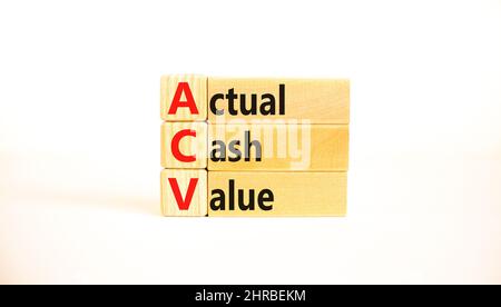 ACV actual cash value symbol. Concept words ACV actual cash value on ...