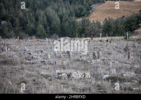 Muslim tom stones in an ancient abandoned cemetery Stock Photo - Alamy