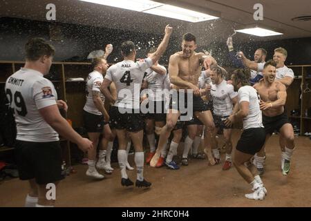 Rugby players in the locker room Stock Photo - Alamy
