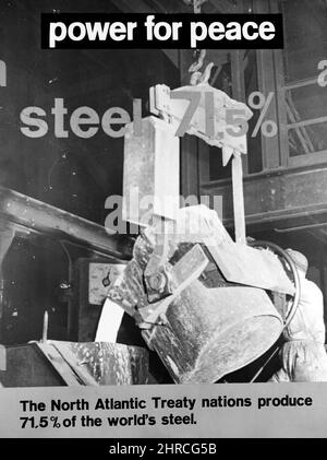 NATO (North Atlantic Treaty Organization) flag waving in the wind in a ...