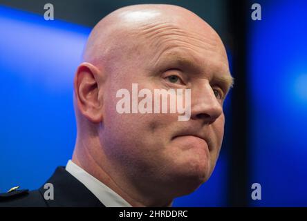 Vancouver Police Chief Adam Palmer speaks after B.C. Premier David Eby ...