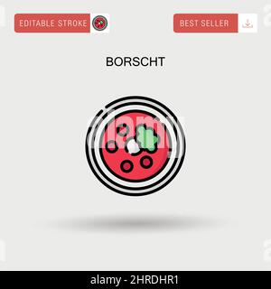 Borscht, traditional Ukrainian and Russian beet soup. Cartoon vector clip art illustration Stock ...