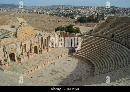 Mesmerizing view of the ancient Roman amphitheater in the Roman city of ...