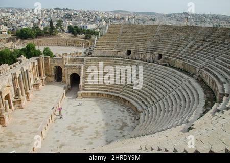 Mesmerizing view of the ancient Roman amphitheater in the Roman city of ...