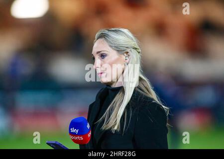 Jenna Brooks Sky Sports rugby league reporter during filming at The ...