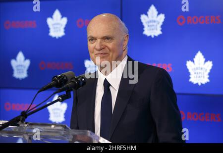 Toronto Maple Leafs general manager Kyle Dubas speaks to media during ...