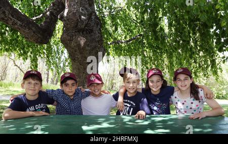 From left, Zoe Spenceley, Alice Goldberger, and Sasha Cellino visit the ...