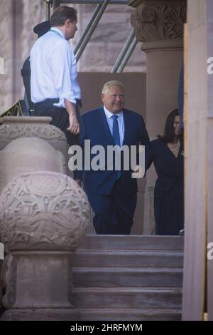 Premier Doug Ford and his wife Karla Ford arrive to announce his new ...