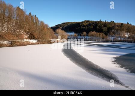 Spring of river Lenne on the top of the Kahler Asten mountain during ...