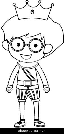 Cute prince doodle outline for colouring illustration Stock Vector ...