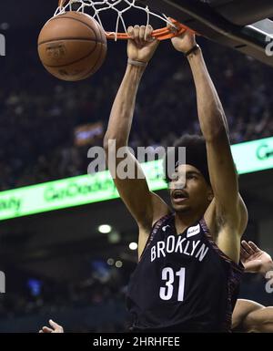 Brooklyn Nets center Jarrett Allen (31) shoots during pregame warmups ...