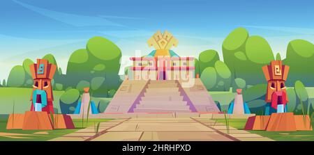 Ancient Maya pyramid. Mesoamerican architecture with lush tropical ...