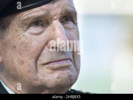 Colonel David Hart, a veteran of the Raid on Dieppe is shown during an ...