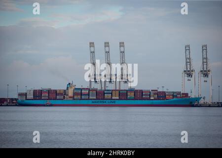 The Anna Maersk container ship, carrying 69 containers of Canadian ...