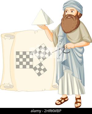 Pythagoras cartoon character on white background illustration Stock ...