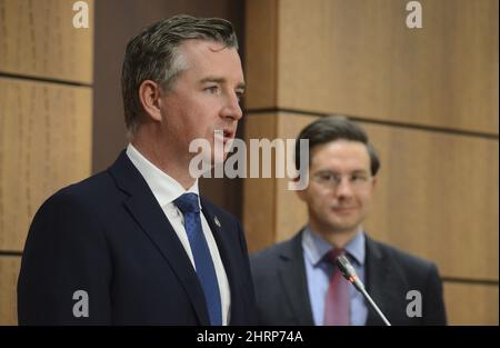 Conservative MP's Pierre Poilievre and Michael Barrett hold a press ...