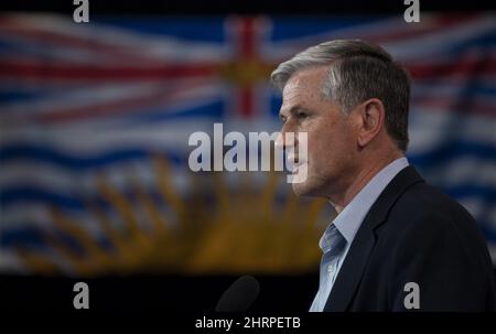 Liberal leader Andrew Wilkinson makes an announcement during the ...