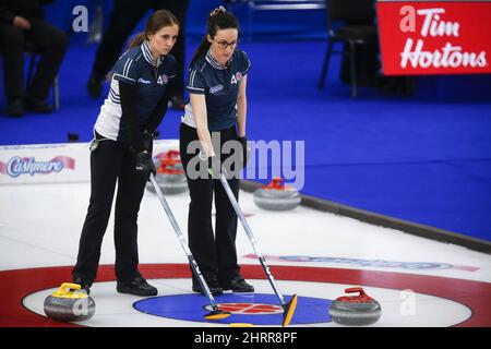 Team Nova Scotia skip Jill Brothers directs her team against Team ...