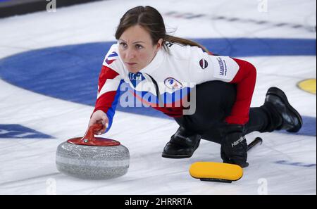 Russia skip Alina Kovaleva practices before semi-final action at the ...