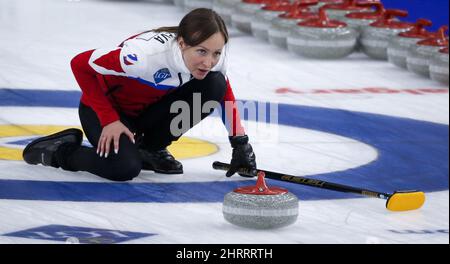 Russia skip Alina Kovaleva practices before semi-final action at the ...