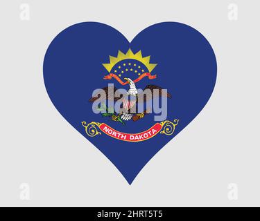 North Dakota Flag In Heart Shape Vector illustration Eps 10 Stock ...