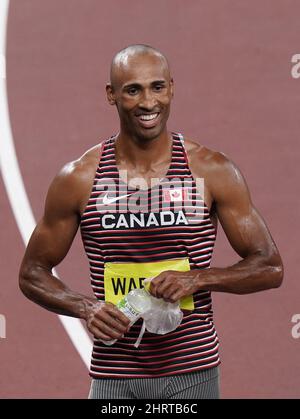 Canada's Damian Warner celebrates his gold medal win in men's decathlon ...