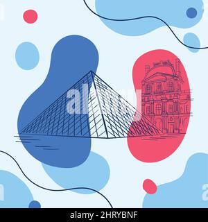 Isolated sketch of the Louvre museum Vector Stock Vector Image & Art ...