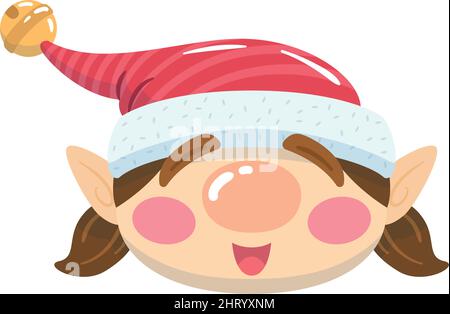 Elf face avatar cartoon kawaii Christmas season Vector Stock Vector ...