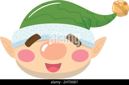 Elf face avatar cartoon kawaii Christmas season Vector Stock Vector ...