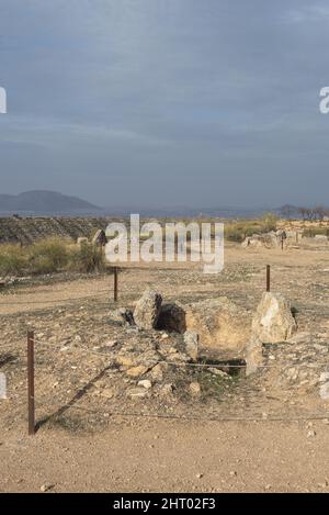 Tranquil landscape of the Gorafe desert and dolmens in Granada, Spain ...