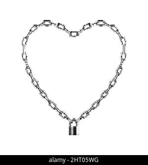 Metal chain frame realistic composition of rectangular shaped silver ...