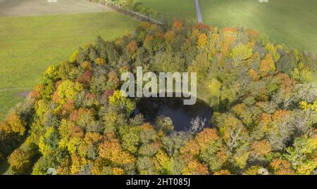 Aerial view of the prehistoric meteorite impact crater lake Stock Photo ...