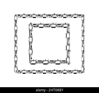 Metal chain frame realistic composition of rectangular shaped silver ...