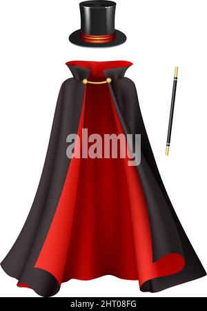 Magician clothes realistic composition with costume of magic man on ...