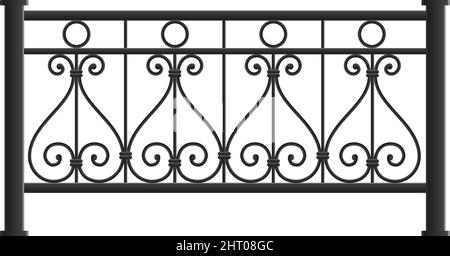 Balcony fence railing composition with realistic front view image of ...