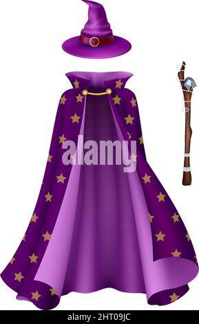 Magician clothes realistic composition with costume of magic man on ...