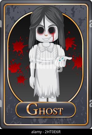 Ghost girl character game card template illustration Stock Vector Image ...