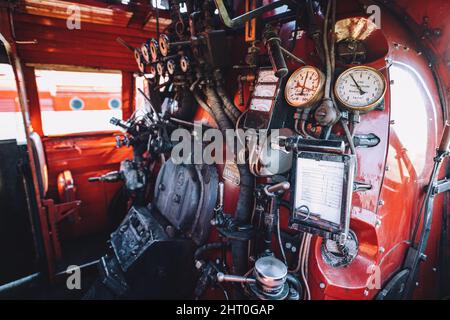 A shot of steam engine cabin and controls Stock Photo - Alamy