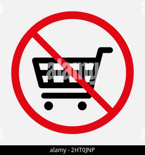 Stop shopping cart. Prohibited shopping trolley. Strikethrough ...