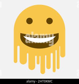 yellow melting emoticon on a white background. flat vector illustration ...