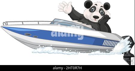 Panda on speed boat in cartoon style illustration Stock Vector Image ...