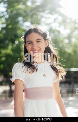 Young girl about to make her First Communion. Model released Stock ...