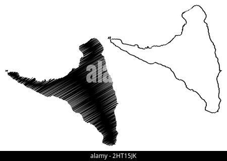 Anjouan island (Union of the Comoros) map vector illustration, scribble ...