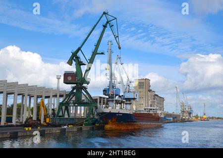 Gdansk, Poland - September 28, 2018: Shipyards and docks with cranes ...