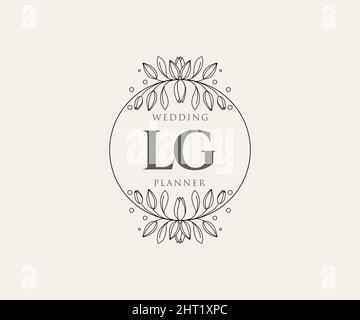 LG Initials letter Wedding monogram logos template, hand drawn modern ...