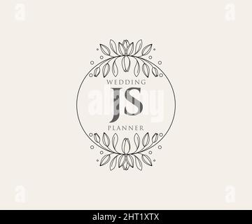 JS Initials letter Wedding monogram logos collection, hand drawn modern ...