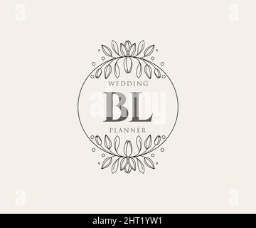 BL Initials letter Wedding monogram logos collection, hand drawn modern ...