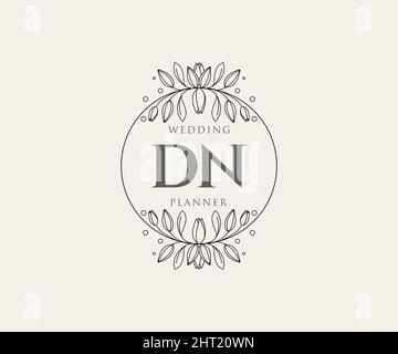 DN Initials letter Wedding monogram logos collection, hand drawn modern ...