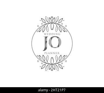 JO Initials letter Wedding monogram logos collection, hand drawn modern ...